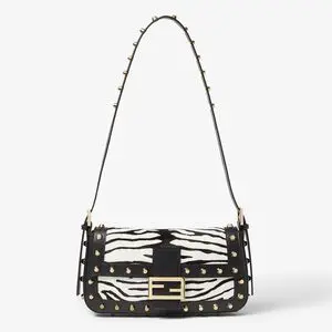 Fendi Baguette® 26424 Tiger-stripe Print Pony-effect Leather Bag With Studs